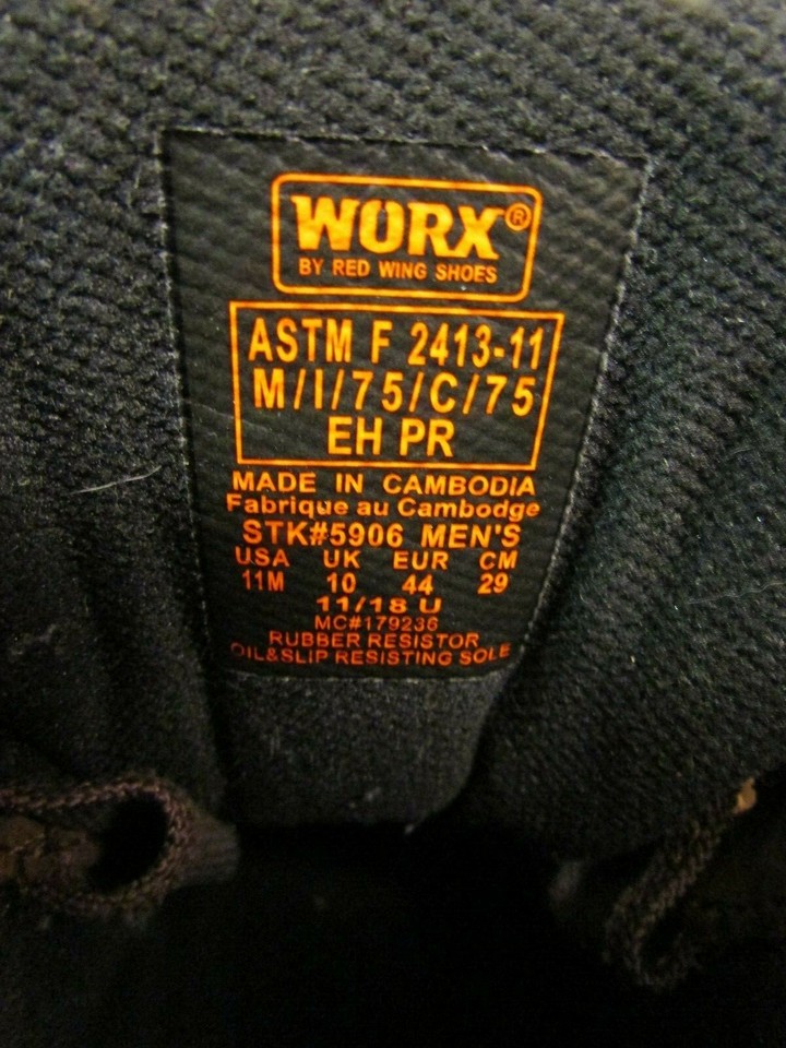 Worx X Red Wing Men's US 11 M Resistant Gravel Work Boot Brown 5906 EH ...