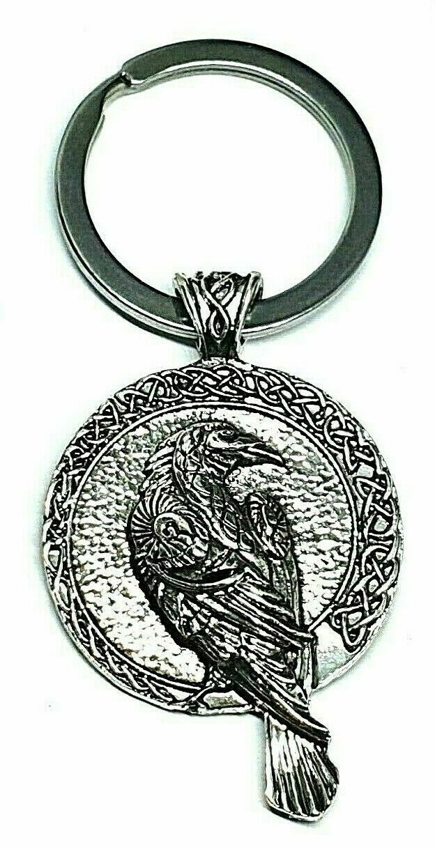Raven Crow Keyring Odin All Father Protection Rune Double Sided Gift ...