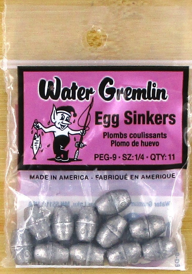 (6) Packs Water Gremlin 1/4 Oz Egg Sinkers Size 1/4 Wholesale Lot Brand ...