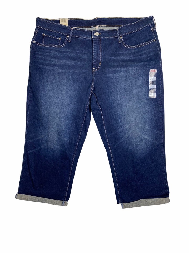 Levi's Women's Plus Size Dark Wash Shaping Mid Rise Capris Jean Sz 24W ...