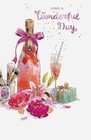 Pink Champagne Birthday Greeting Card - Wonderful Day | eBay UK