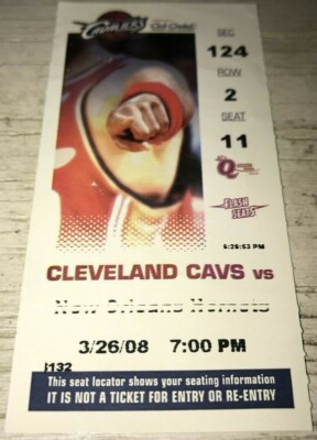 Ticket Stub NBA Cavs Hornets Lebron James David West Game Winner 3/26 ...