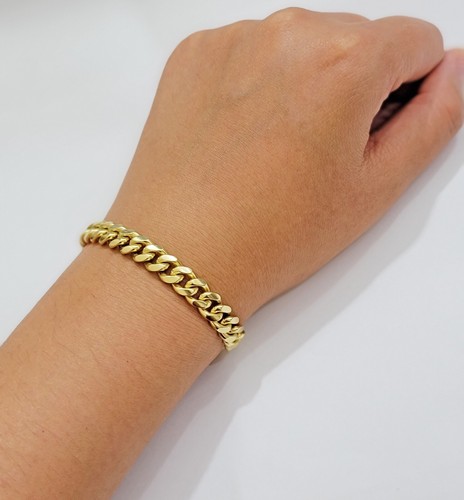 Solid 14k Gold Bracelet 7mm Miami Cuban Link 8" Inch Real 14kt Yellow ...
