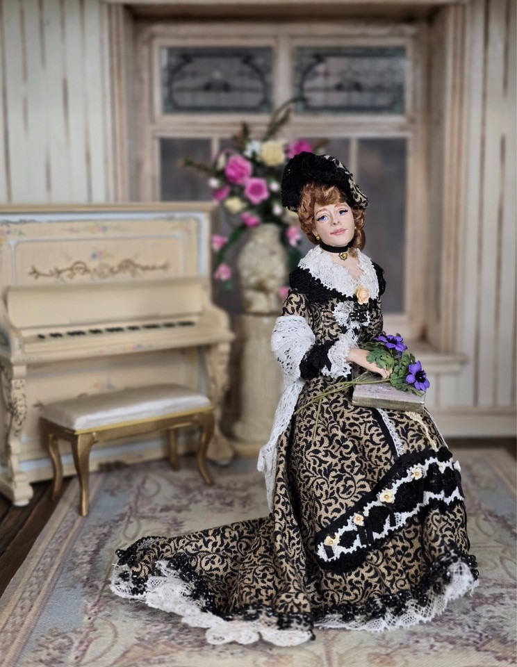 Dollhouse Miniature Doll Sitting Victorian Lady Marcia Backstrom ...