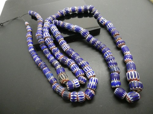 Antique Venetian Chevron Blue African Trade Bead Strand 116 Bead ...