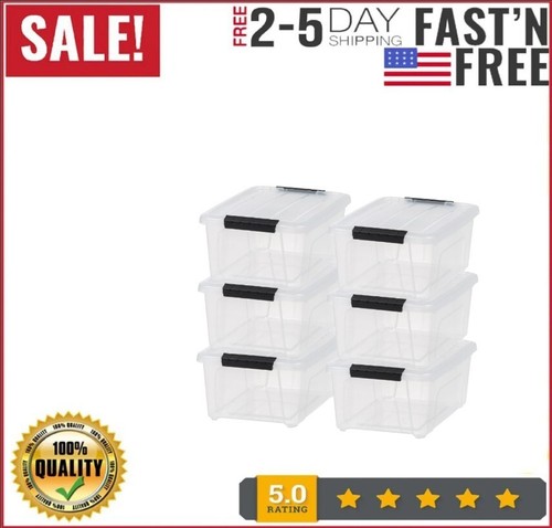 See-Through 13 Qt Stackable Plastic Storage Bins with Lids, 6 Pack with ...