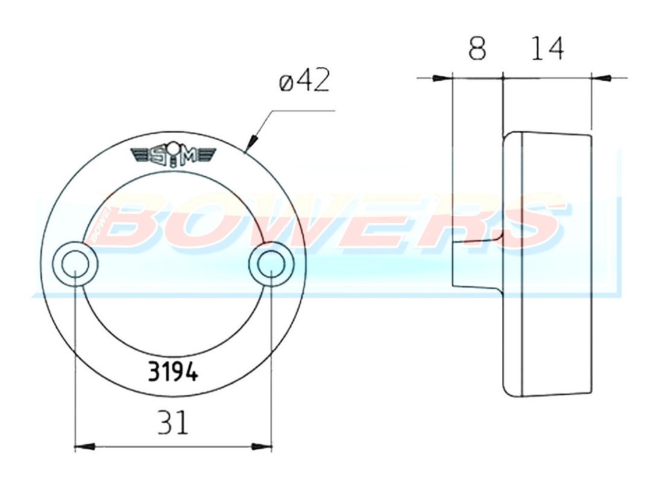 SIM 3194 12V/24V 42mm SCREW ON LED ROUND AMBER ORANGE SIDE MARKER LAMP ...