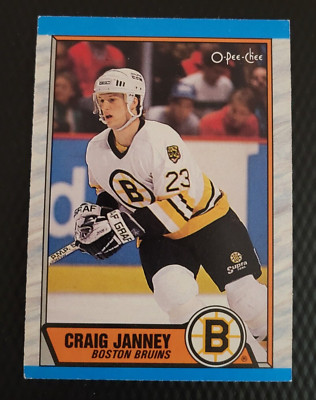 1989-90 Topps CRAIG JANNEY Boston Bruins ROOKIE NHL Career Stats Card ...