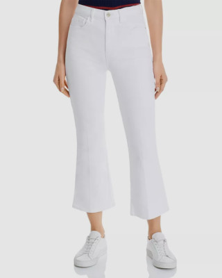 $341 Frame Women's White Crop Straight Fit Wide Boot Cut Leg Denim ...