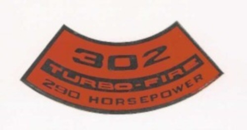 Chevrolet 302 Turbo-Fire 290 HP Air Cleaner Decal | eBay