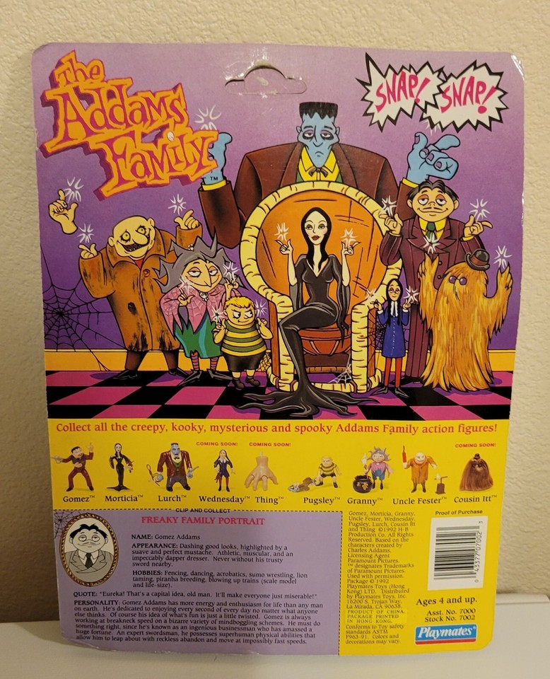 Playmates The Addams Family Gomez with Sword Action Figure New on Card ...