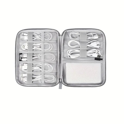 New Multi-Compartment Black Electronics Bag Charging Cables Travel ...