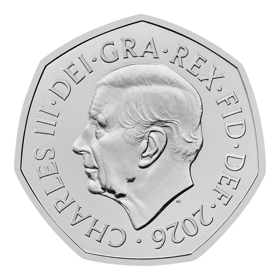 2026 SALMON FIFTY 50 PENCE COIN BRILLIANT UNCIRCULATED BU COIN IN HAND ...
