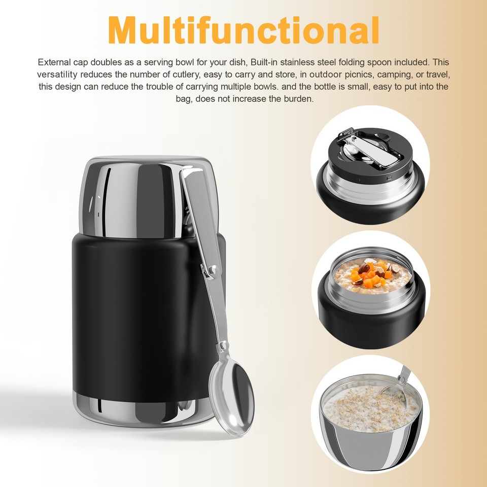 2 Pack 17 oz Vacuum Insulated Food Jar-Lunch Thermos Jars, Durable ...