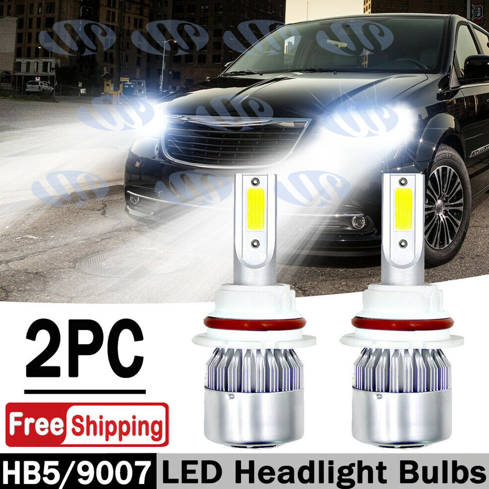 2x 9007 White LED Headlight Bulbs Hi/Lo Beam For Chrysler Town&Country ...