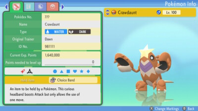 Shiny Crawdaunt 6IVs Pokemon BDSP | eBay