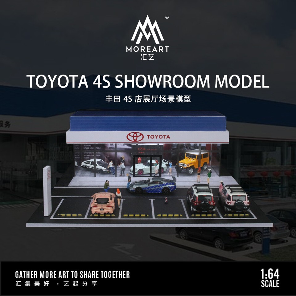 Diorama 1:64 Car Garage Model LED City Car Showroom Scene Display ...