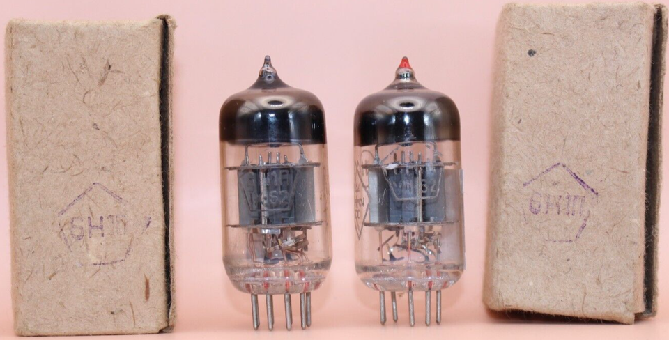2x 6N1P (6Н1П) ~ECC85 ~88CC ~6DJ8 VALVES / RÖHRE NOS Matched pair ...