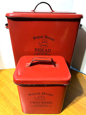 Royal Home Ancient Red Collection Bread And Cracker Tins Dutch Metal ...