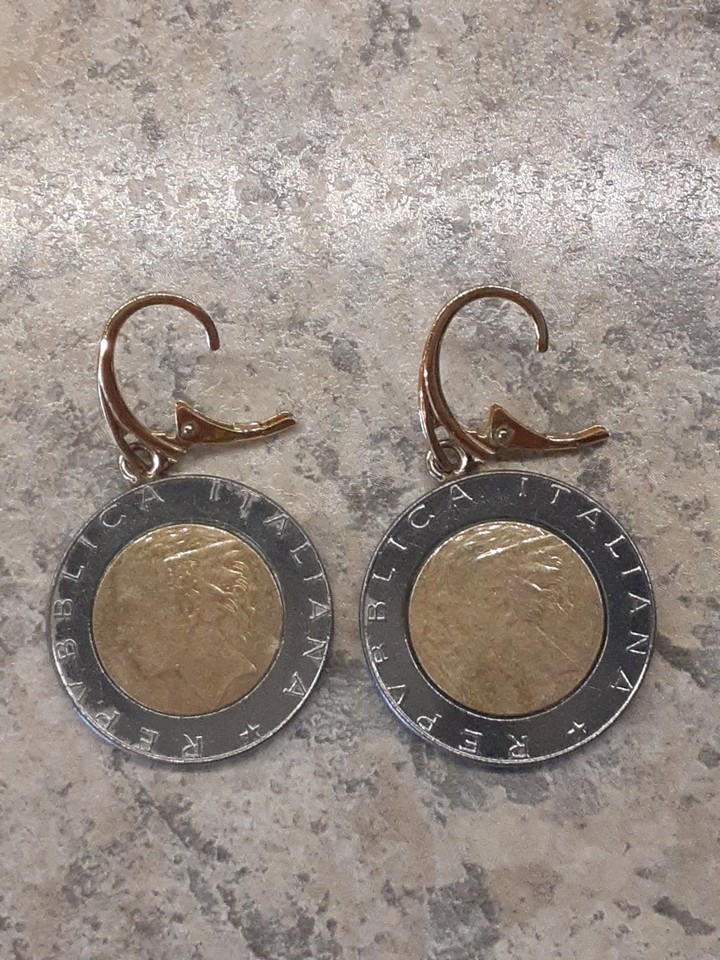 1989 Repvbblica Italiana L500 Coin Lever Back Earrings 1" | eBay