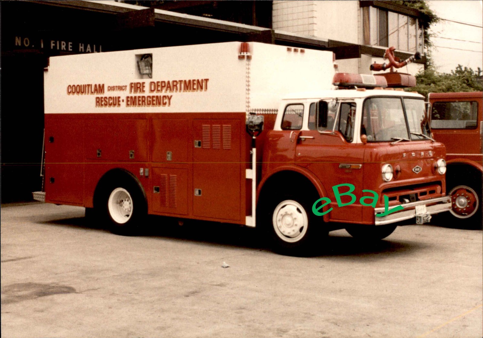Coquitlam, OR 1973 Ford C Howe Squad Fire Truck Photo Original 3 1/2" x ...