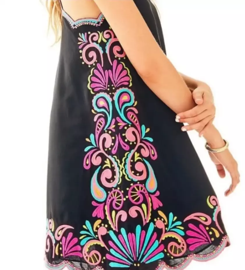 Lilly Pulitzer Quinn Dress Onyx Gypset Swirl Dress embroidered tunic ...