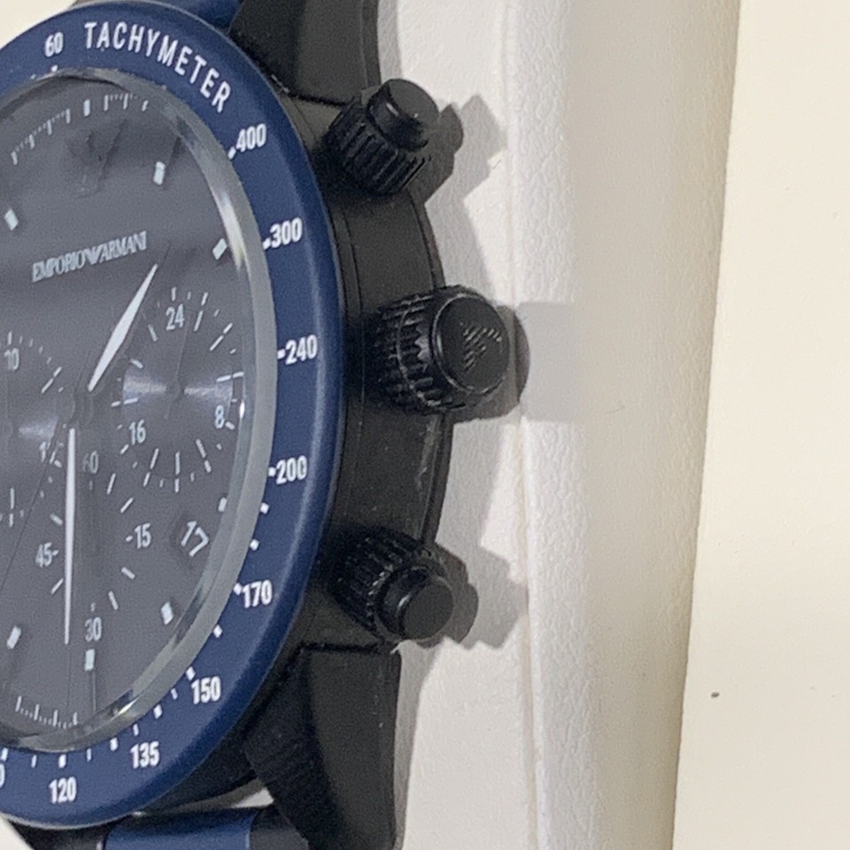 AR70001 Emporio Armani Chronograph Men's Watch BLUE W BLACK | eBay