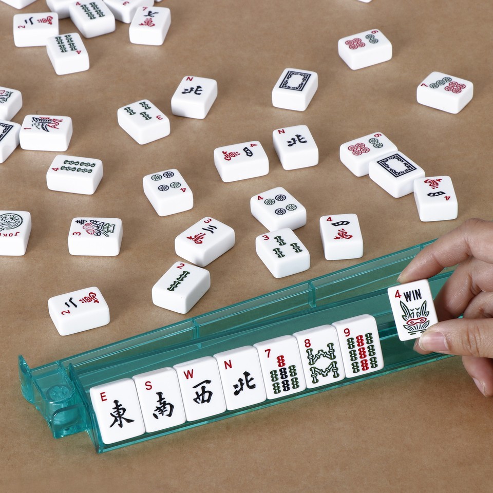 American Mahjong Mah Jongg Set 166 Tiles 4 All-in-One Rack/Pushers w ...