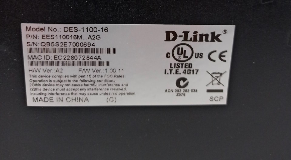 D-Link DES-1100-16 16 Port Ethernet LAN Switch 10/100 MB | eBay