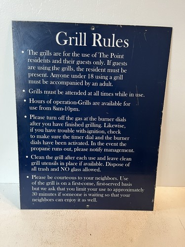 12 x 15 heavy plastic grill rules sign | eBay