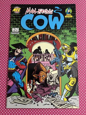 MAN EATING COW #5 ALAN HOPKINS COVER 1993 b&w the tick ben edlund new ...