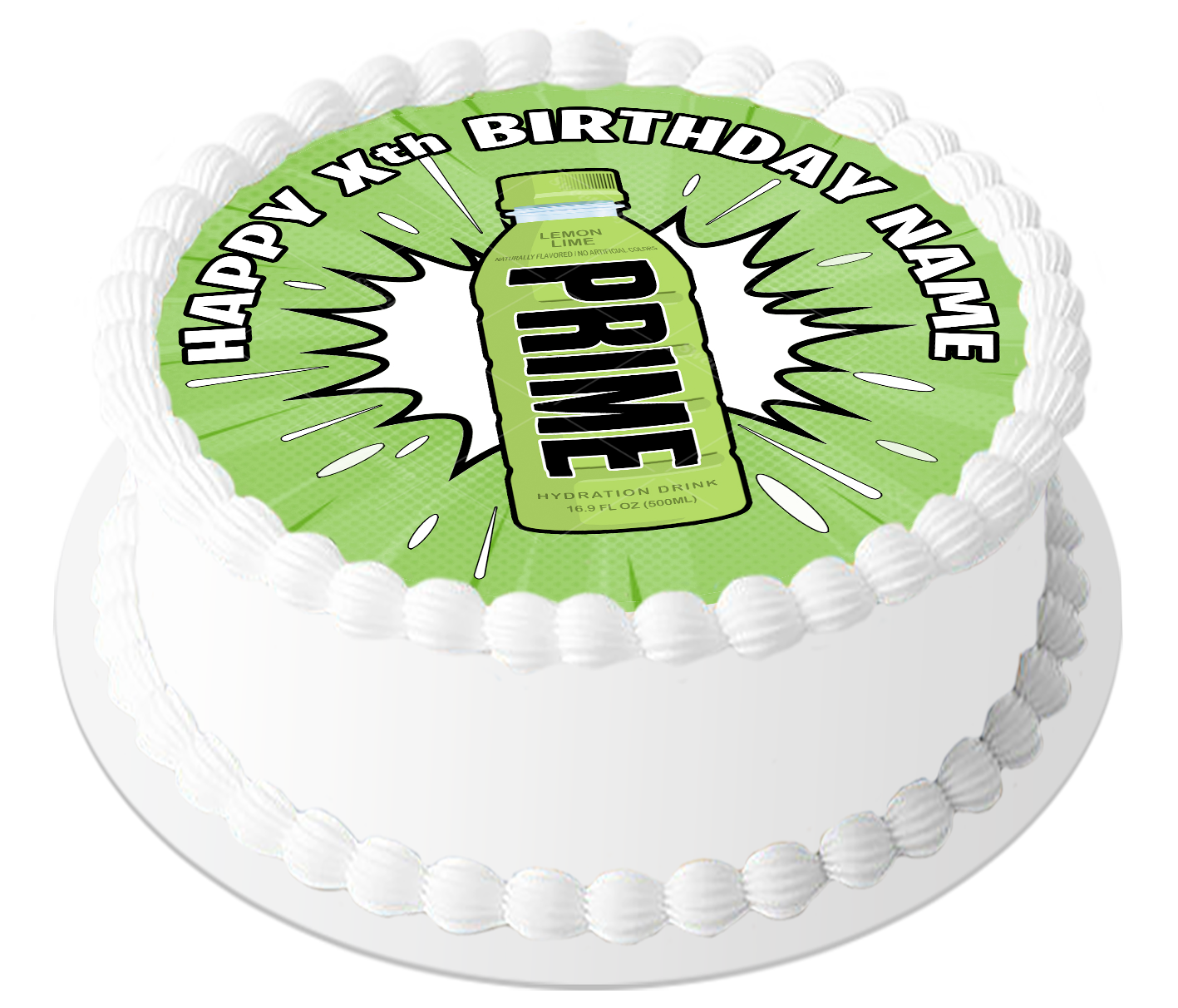 Prime KSI Cake Topper Drink Bottle Personalised Round Circle Edible ...