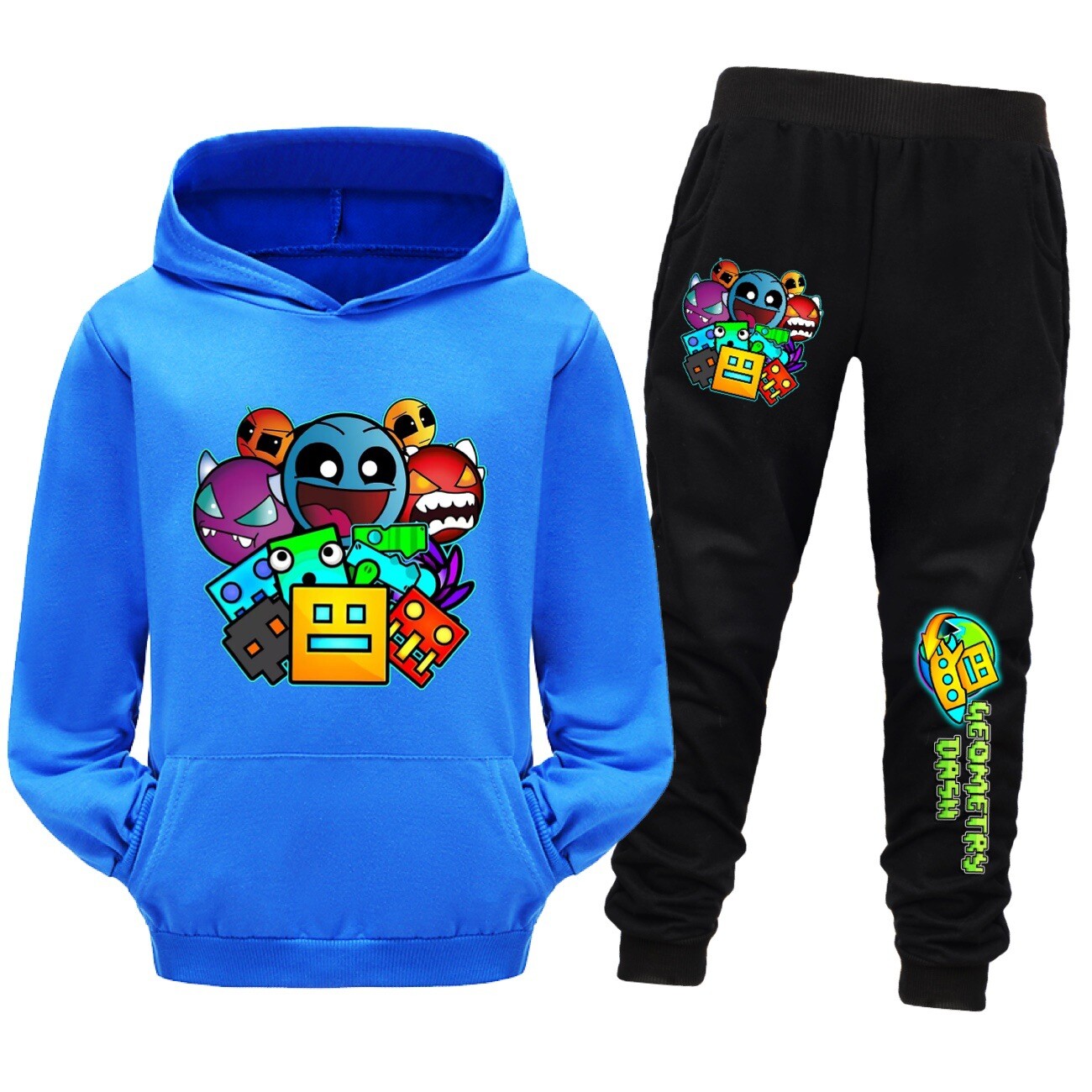 Geometry Dash Kids Hoodie Tracksuit Set Sweatshirt Hooded Top + Pants ...