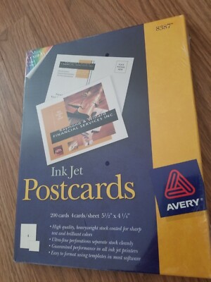 AVERY 8387 Ink Jet Matte White POSTCARDS 200 Cards 4 Cards/Sheet 5.5"x4 ...