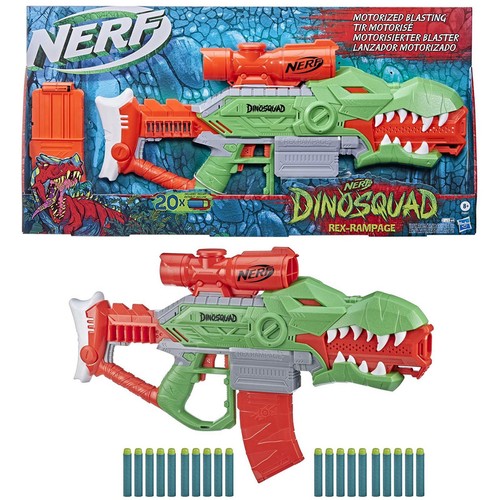 Nerf DinoSquad Rex-Rampage Motorized Blaster 20 Darts T-Rex Dinosaur ...