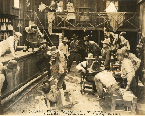 1923 RIDERS OF DESERT WESTERN COWBOY SILENT FILM BAR FIGHT SCENE REAL ...