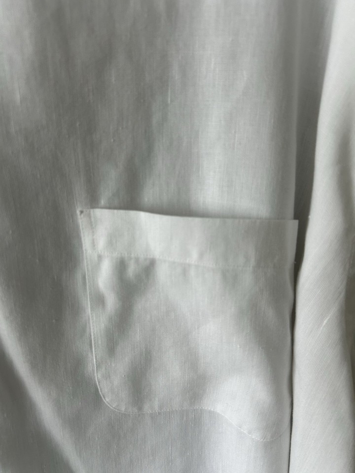 Roundtree & Yorke Gold Label Button Down 4XT White Linen Blend Tall No ...