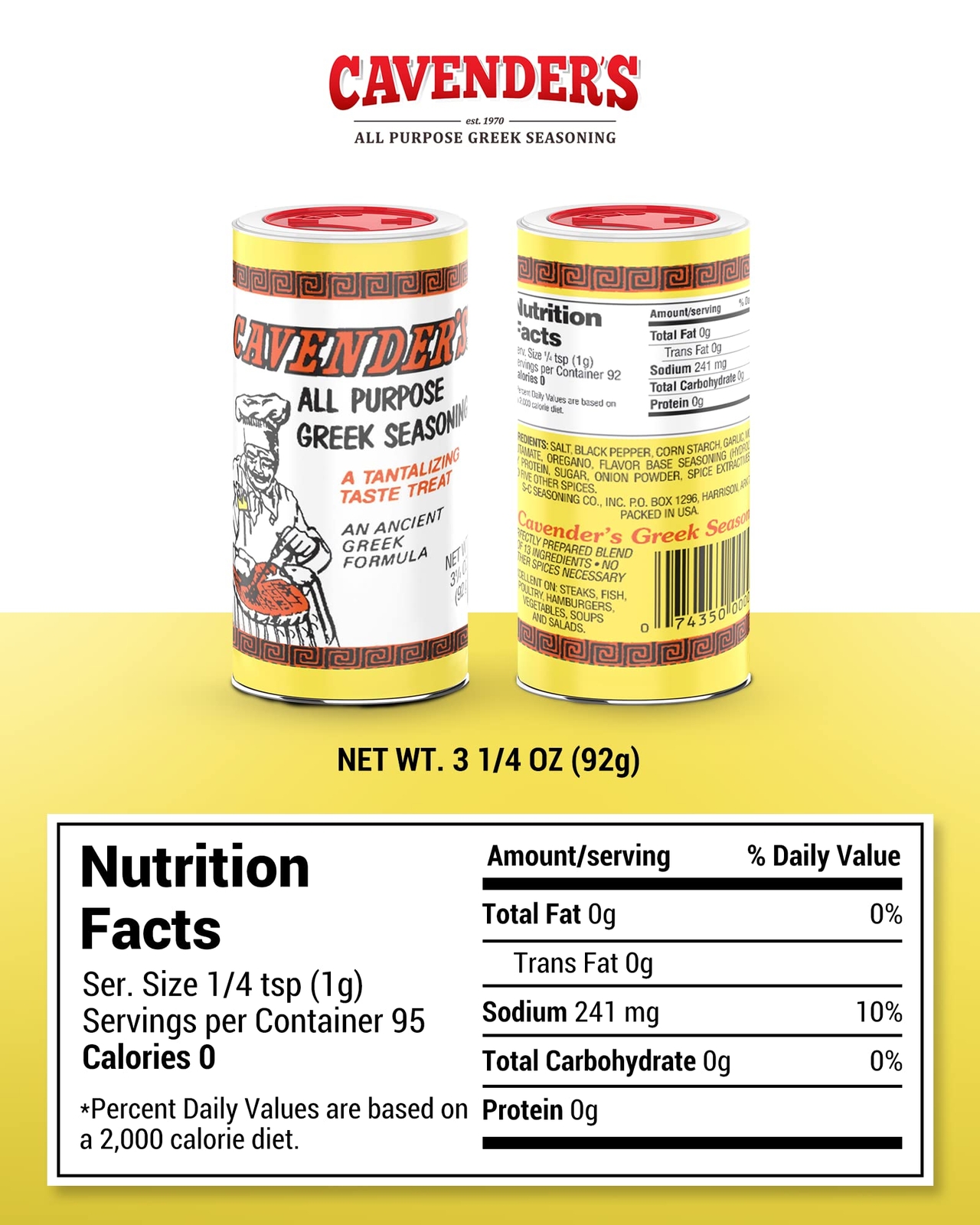 Cavender All Purpose Greek Seasoning 3.25 Oz -pack of 12 for sale ...