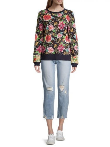 Johnny Was Uptown Raglan Crewneck Floral Sweatshirt XXL Cotton Blend ...