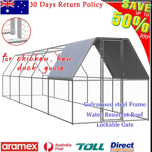 Large Outdoor Chicken Cage Chook Hen House Galvanised Steel Bird Aviary ...