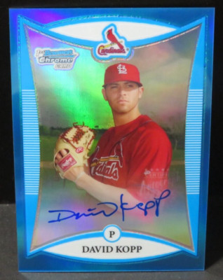 #4312 2008 BOWMAN CHROME DAVID KOPP #BCP252 BLUE REFRACTOR AUTOGRAPH 38/150 | eBay