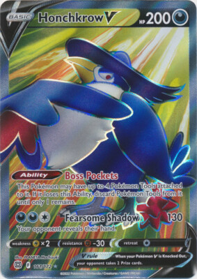 Honchkrow V (Full Art) - 161/172 Ultra Rare Brilliant Stars NM Pokemon ...