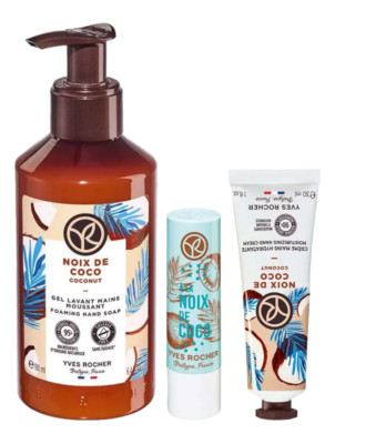 Yves Rocher Coconut Soap, Lip Balm,Cream Gift Kit Daily Routine Set | eBay