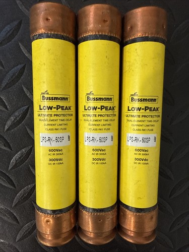 Bussmann LPS-RK-50SP Fuse 50A Time Delay Dual Element 600vac/300vdc ...