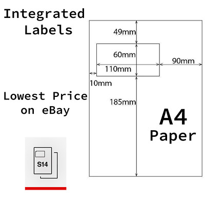 A4 INTEGRATED PEEL OFF LABELS S14/ G14 110mm x 60mm for eBay & Amazon ...