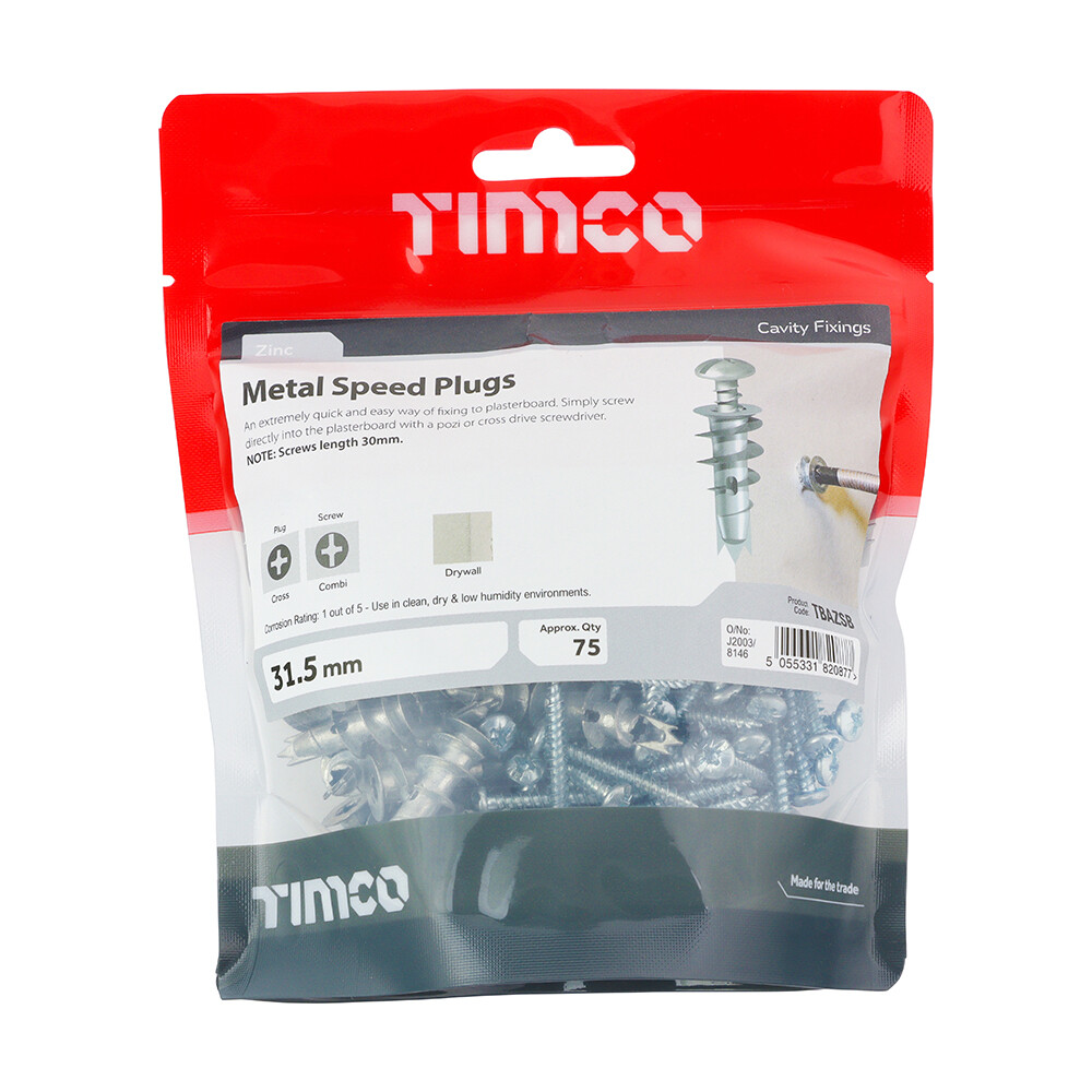 Timco Cavity Wall Zinc Speed Plug & Screw - 4.5mm - PK75 - TBAZSB | eBay UK