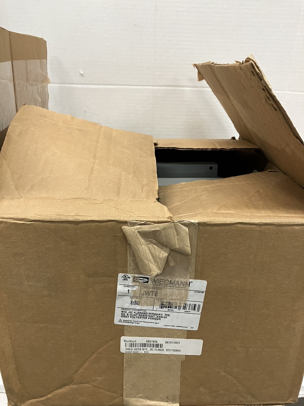 HUBBELL WIEGMANN JWT8 N12 Feed-Through Wireway Tee 8X8 Carbon Steel ...