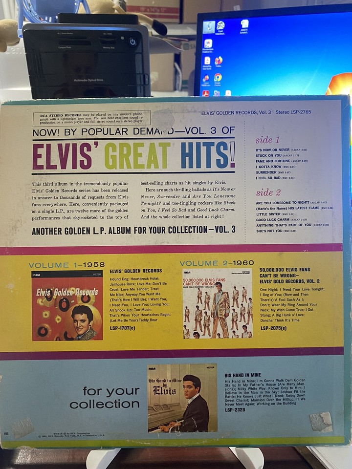 Elvis Presley - Elvis' Golden Records Vol 3 LP LSP 2765 Vinyl 1976 Tan ...