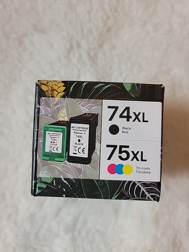 2Pk #74XL 75XL Black/Color Ink for HP Photosmart C4275 C4280 C4285 ...