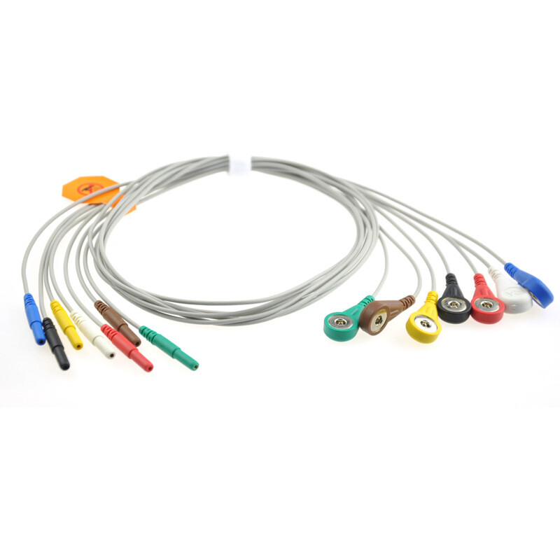 New Din Snap ECG EKG EEG 7- lead holter Cable For Patient Monitor 1.5mm ...